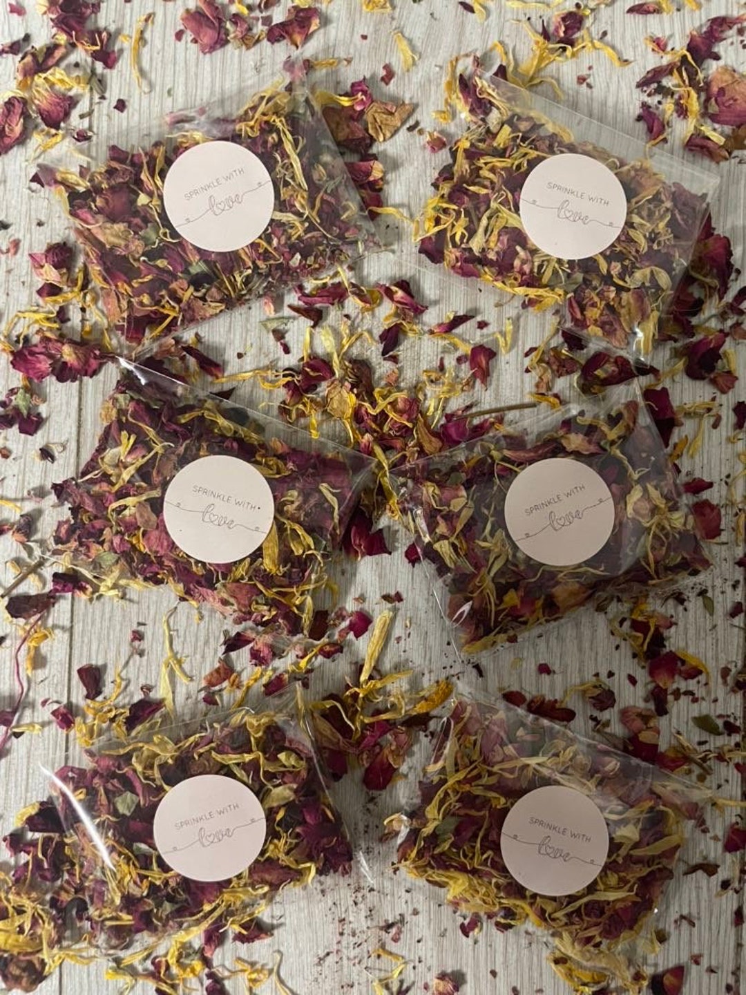 25 Blush Pink Wedding Confetti Throws • Dried Red Rose & Marigold • DIY ...