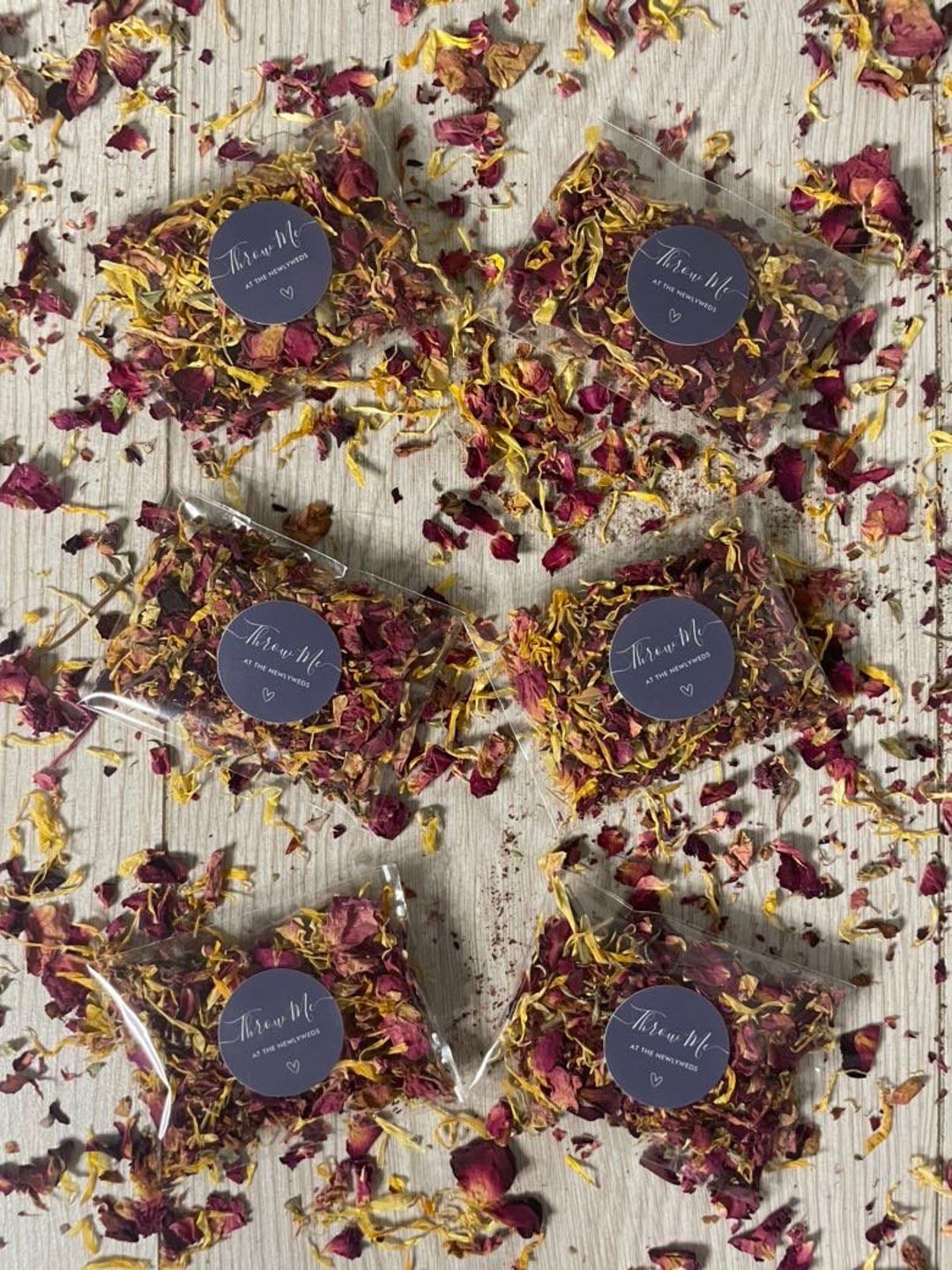 50 Navy Blue Wedding Confetti Throws • Dried Red Rose & Marigold • DIY ...