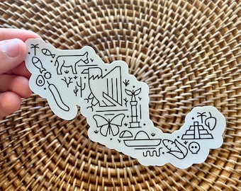 Mexico Map Sticker - Etsy