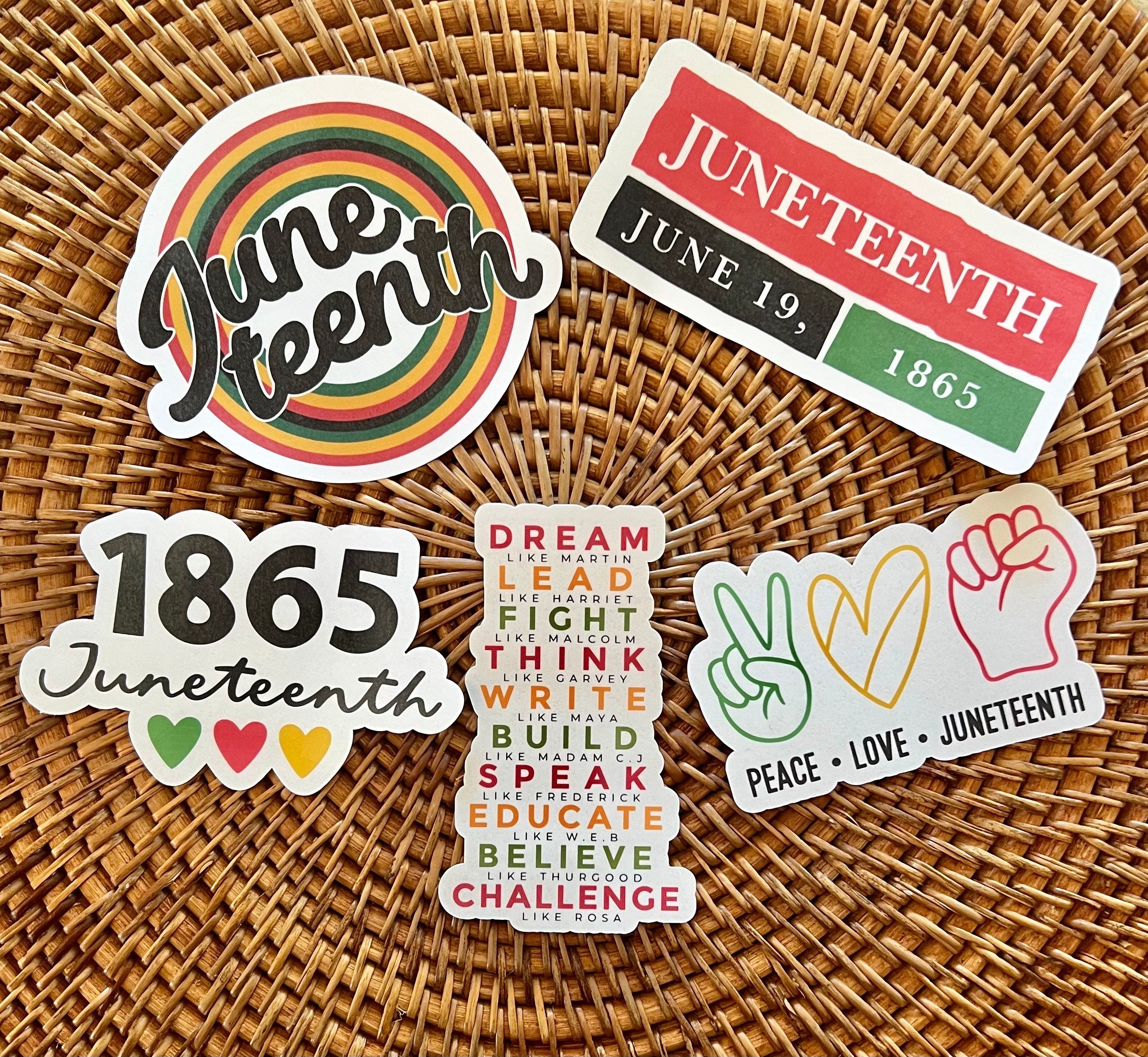 Juneteenth Vinyl Sticker Set | 5 Ct | Retro Juneteenth Stickers, Peace ...