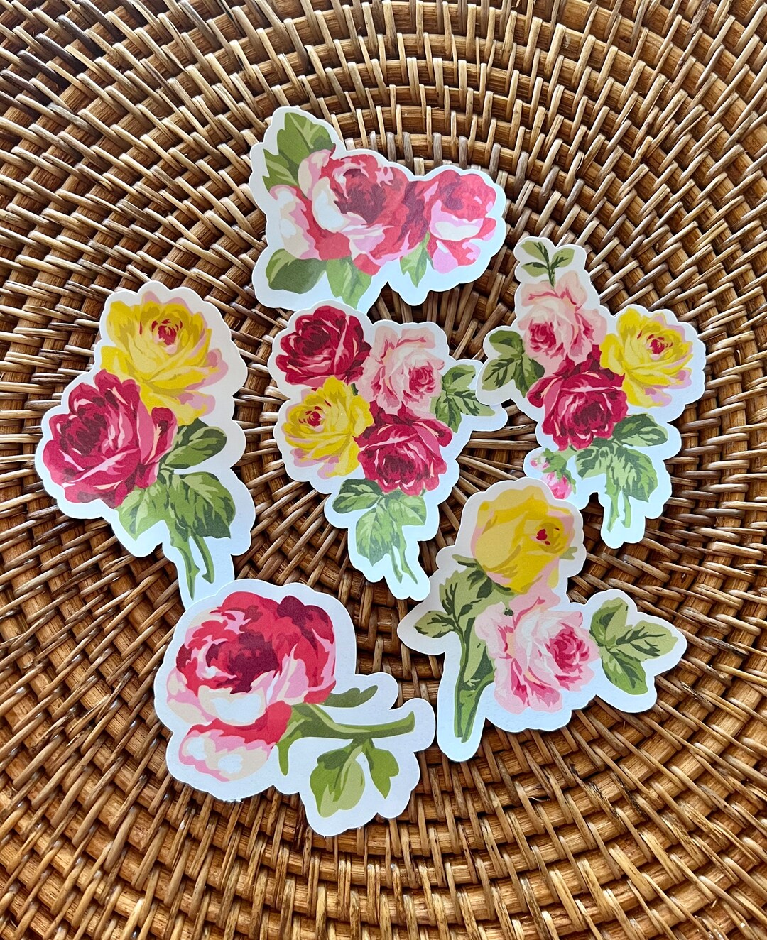 Rose Sticker Pack | 6 Ct | Rose Floral Vinyl Stickers, Waterproof ...