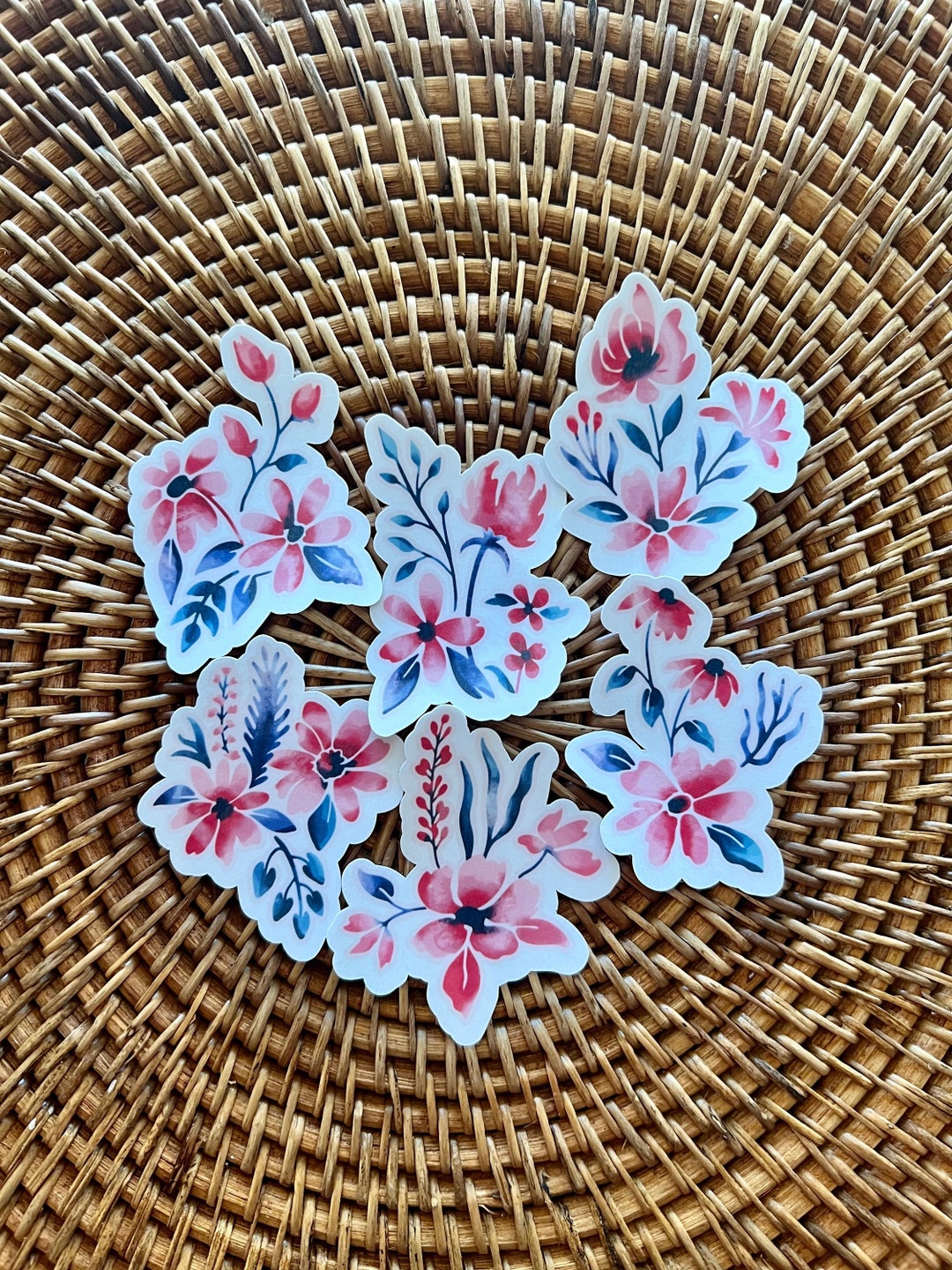 Watercolor Floral Sticker Pack | 6 Ct | Floral Vinyl Stickers ...