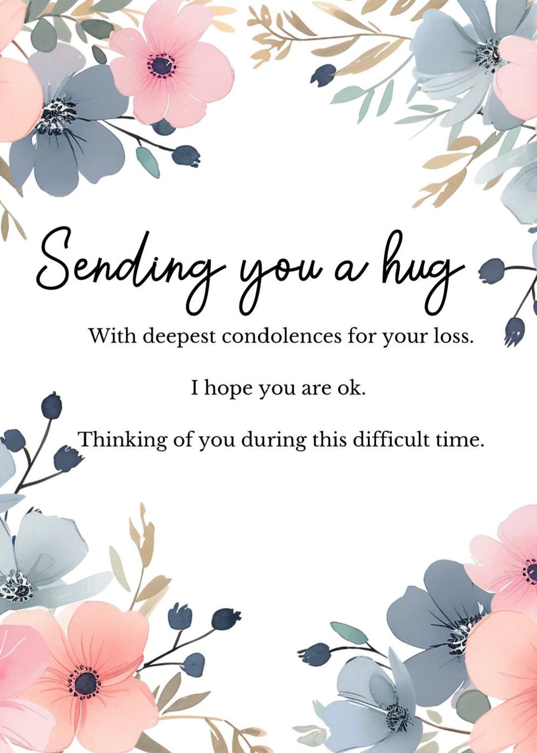 Sympathy Card Loss. Sorry for Your Loss. Condolence Card. in Our ...