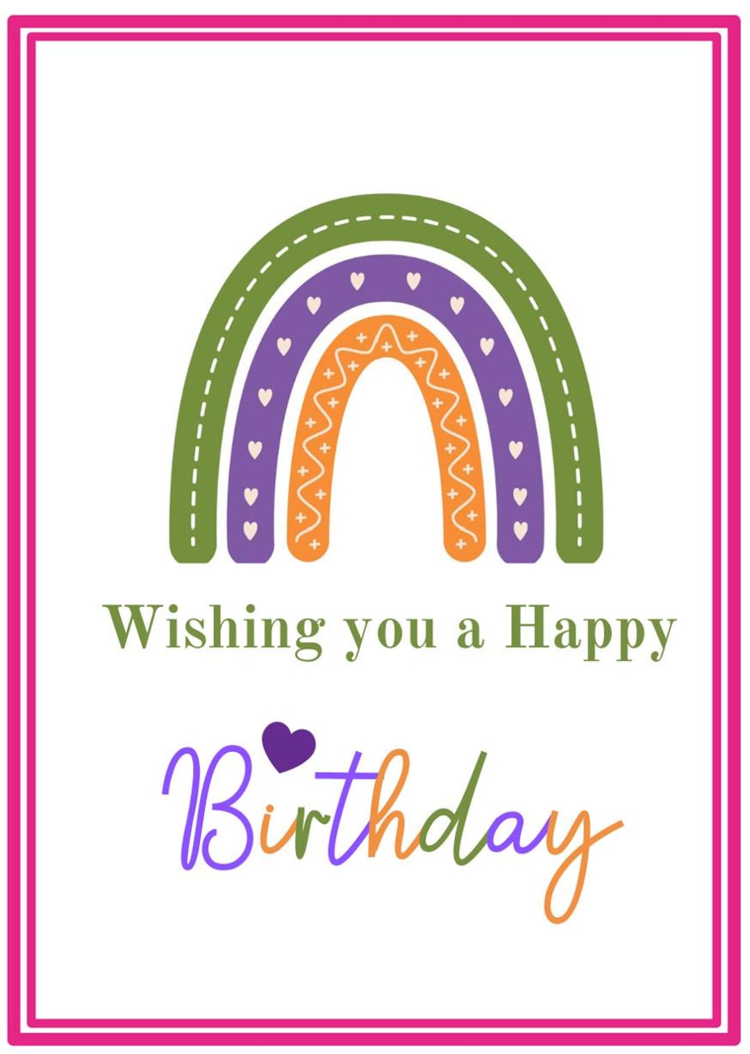 Rainbow Birthday. Printable Birthday Card - Etsy