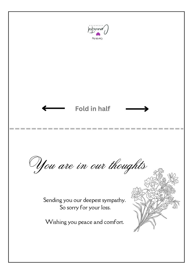 Sympathy Card. Sorry for Your Loss. Printable Sympathy Card. Handmade ...