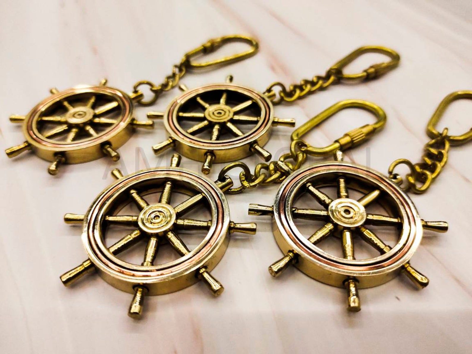 Brass Ship Wheel Keychain | Vintage Nautical Sailor Gift - Etsy