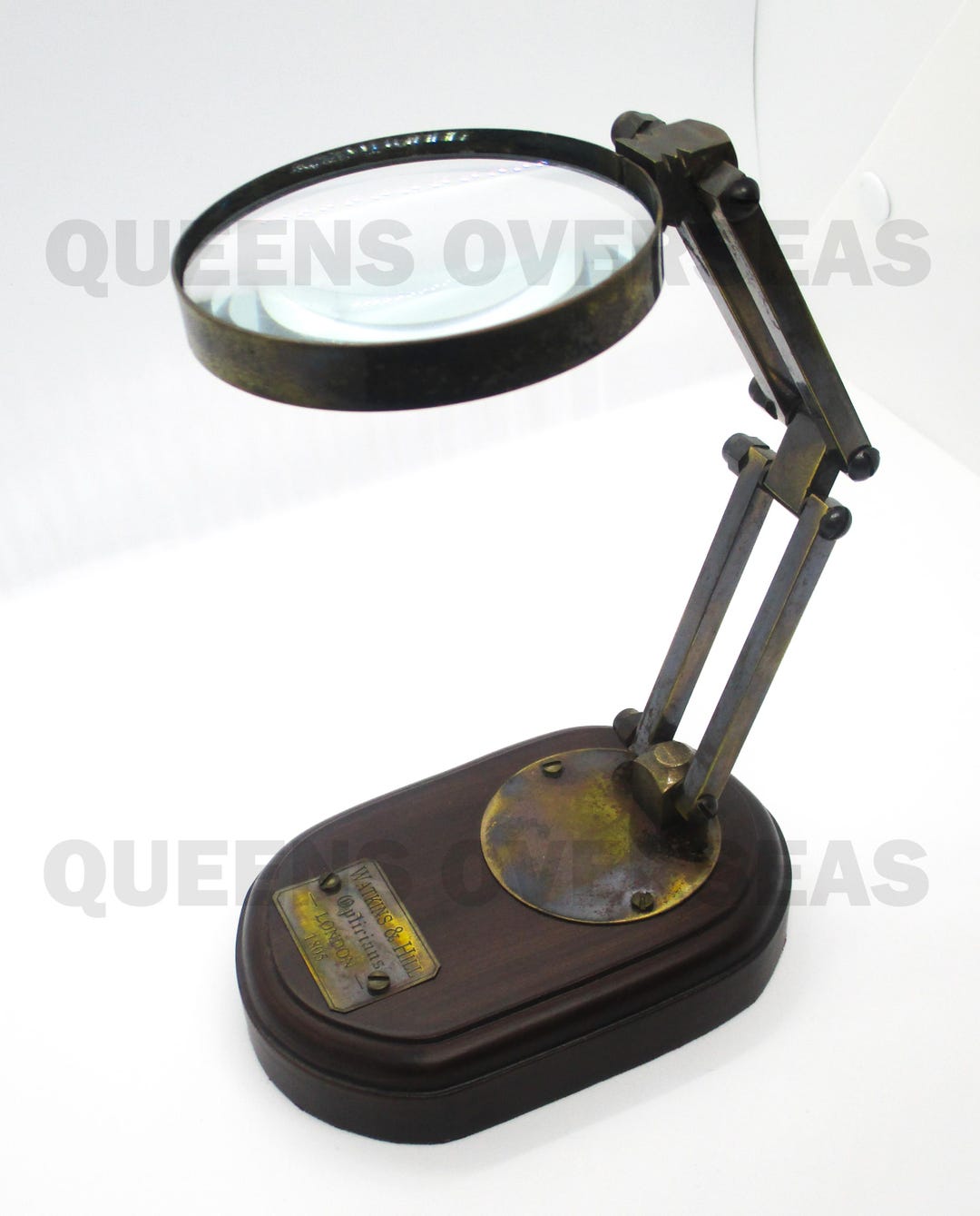 Brass Desk Magnifying Glass Antique Map Reader | Vintage Optical Lens ...