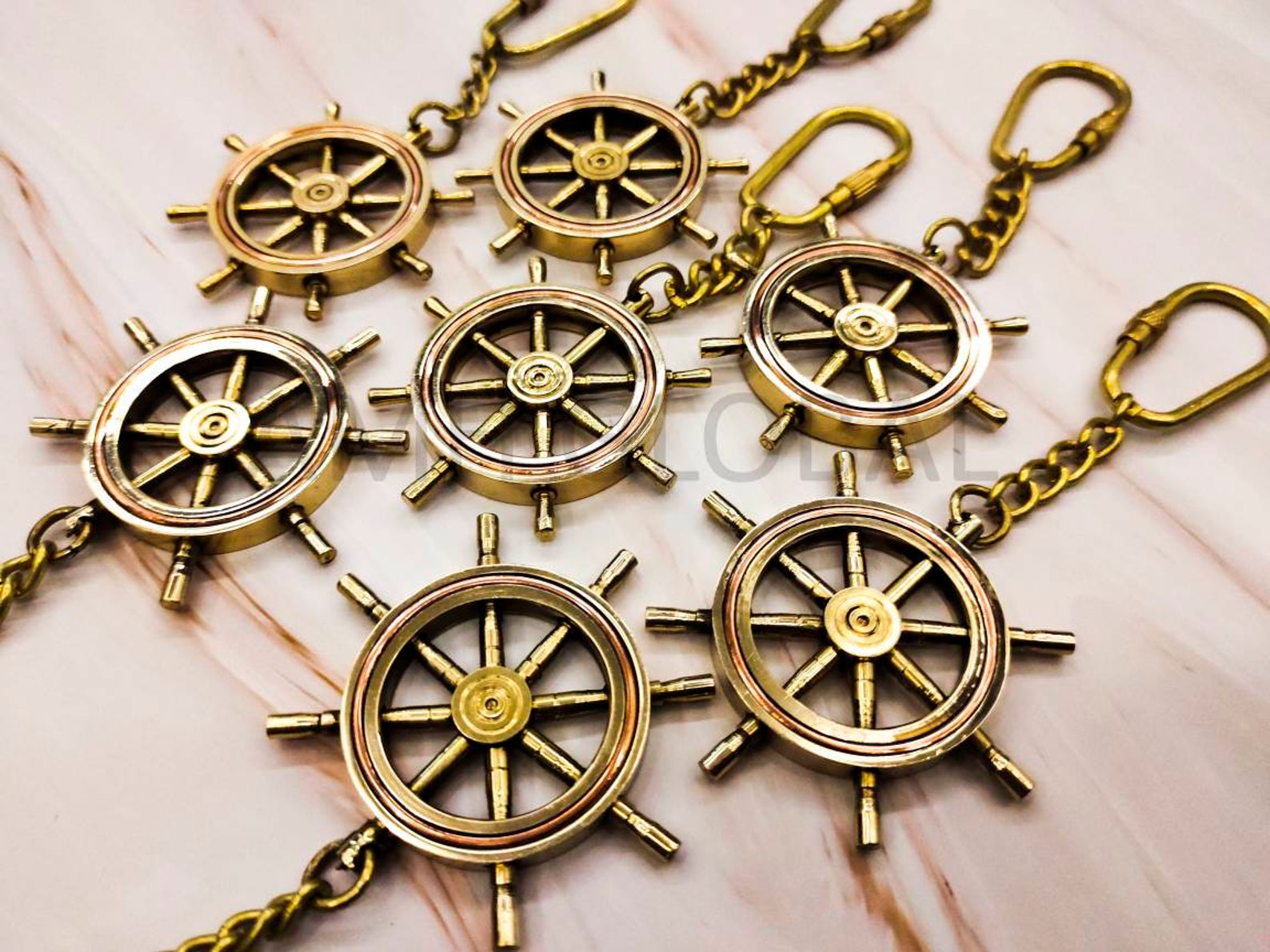 Brass Ship Wheel Keychain | Vintage Nautical Sailor Gift - Etsy