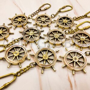 Brass Ship Wheel Keychain | Vintage Nautical Sailor Gift - Etsy