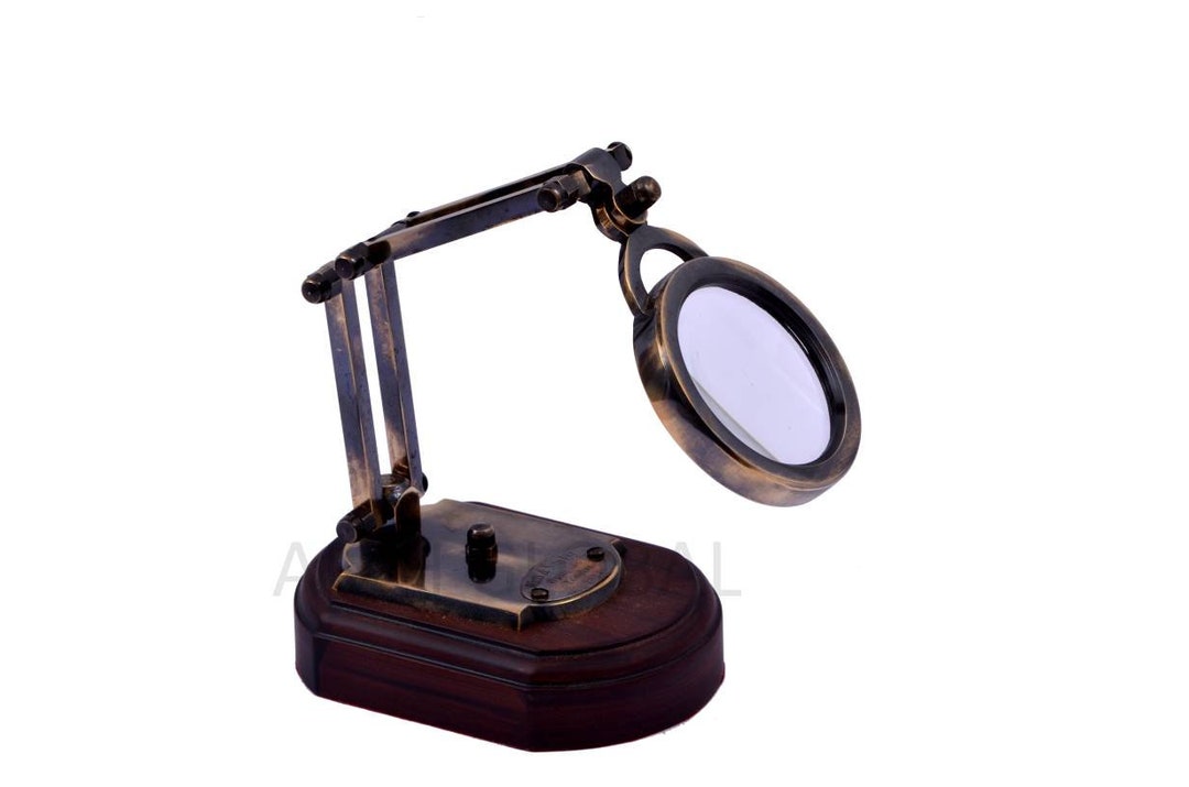 Handmade Brass Tabletop Magnifying Glass – Adjustable Vintage Nautical ...