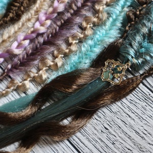 Viking Fishtail Braids Curly Dread Extension, Pastel Synthetic Hair ...