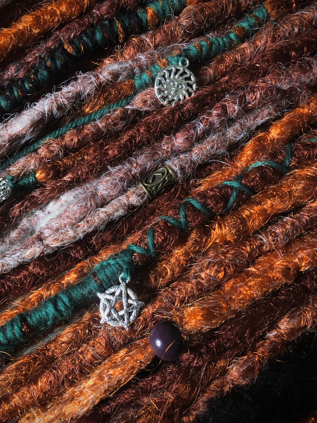 Ginger Viking Dreadlocks Crochet Full Set Decorate Locs With Jewels and ...