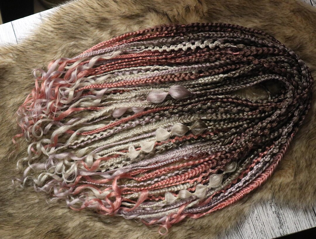 Viking Ombré Braids,pastel Lilium and Grey With Curly Ends and ...