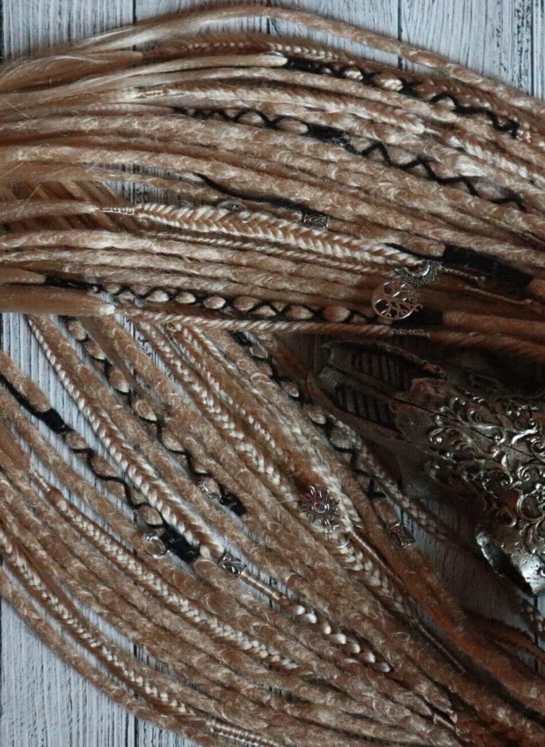 Honey Blonde Crochet Synthetic Dread Set With Braids and Black Warrior ...