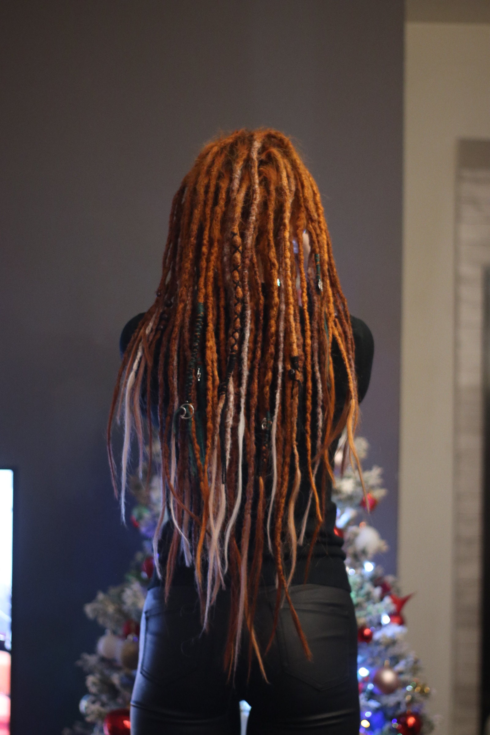 Ginger Viking Dreadlocks Crochet Full Set Decorate Locs With Jewels and ...