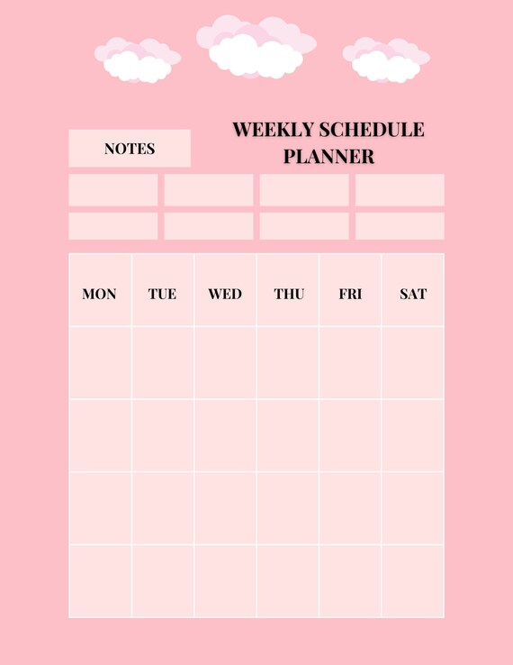 Weekly Planner With Notes Printable Minimal Productivity - Etsy