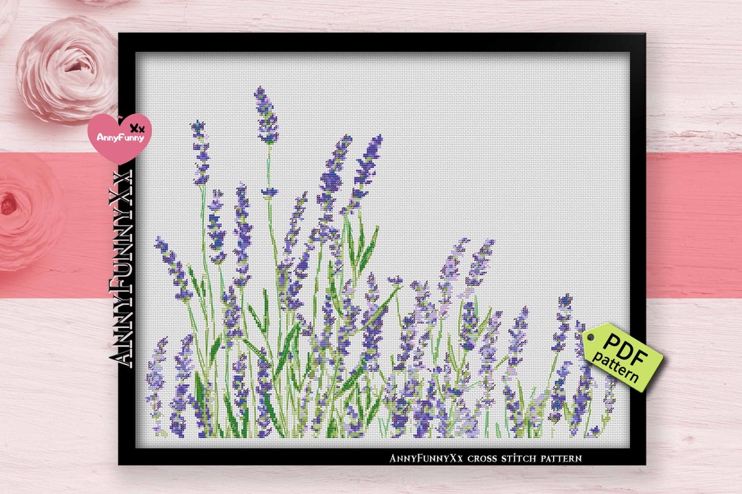 Lavender Cross Stitch Pattern PDF Floral Cross-stitch Beautiful Gift ...