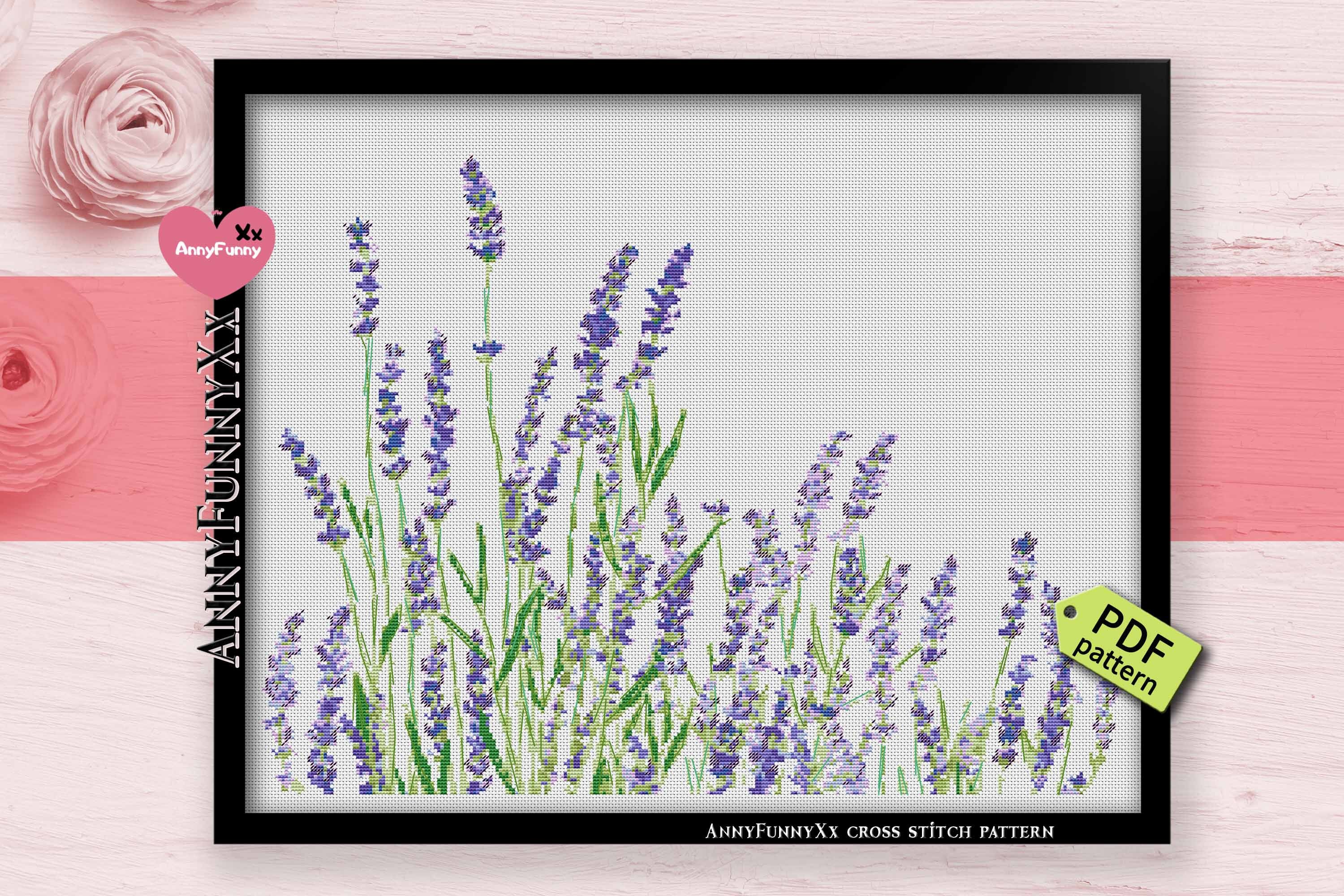 Lavender Cross Stitch Pattern PDF Floral Cross-stitch - Etsy