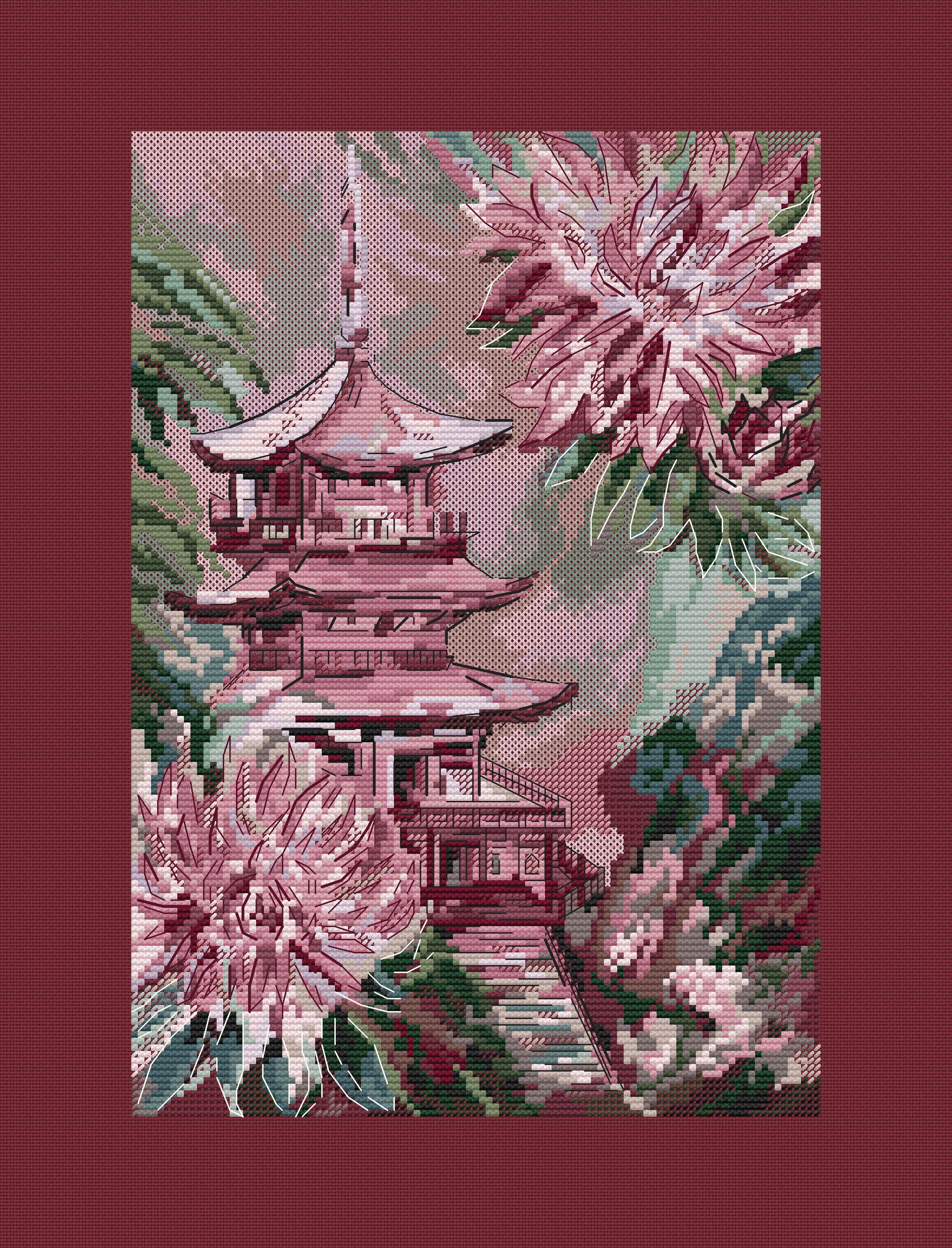 Watercolor Chinese Cross Stitch Pattern China Landscape - Etsy