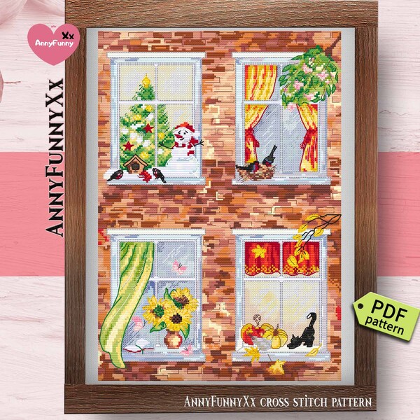 Winter Window Cross Stitch Pattern - Etsy