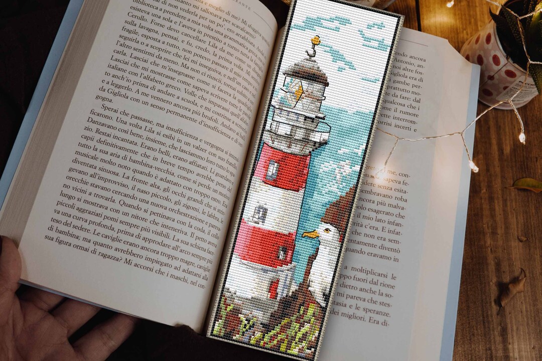 Lighthouse Bookmark Cross Stitch Pattern PDF, Bookworm Gift Lighthouses ...