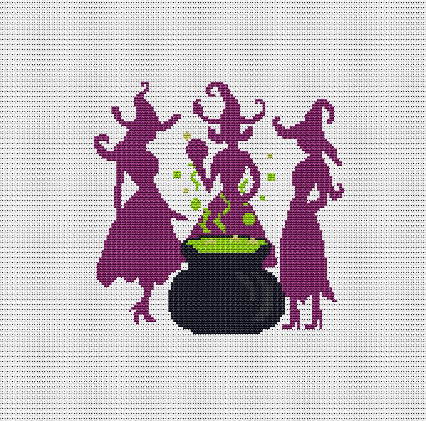Halloween Cross Stitch Pattern PDF, Witch Embroidery Design Handmade ...