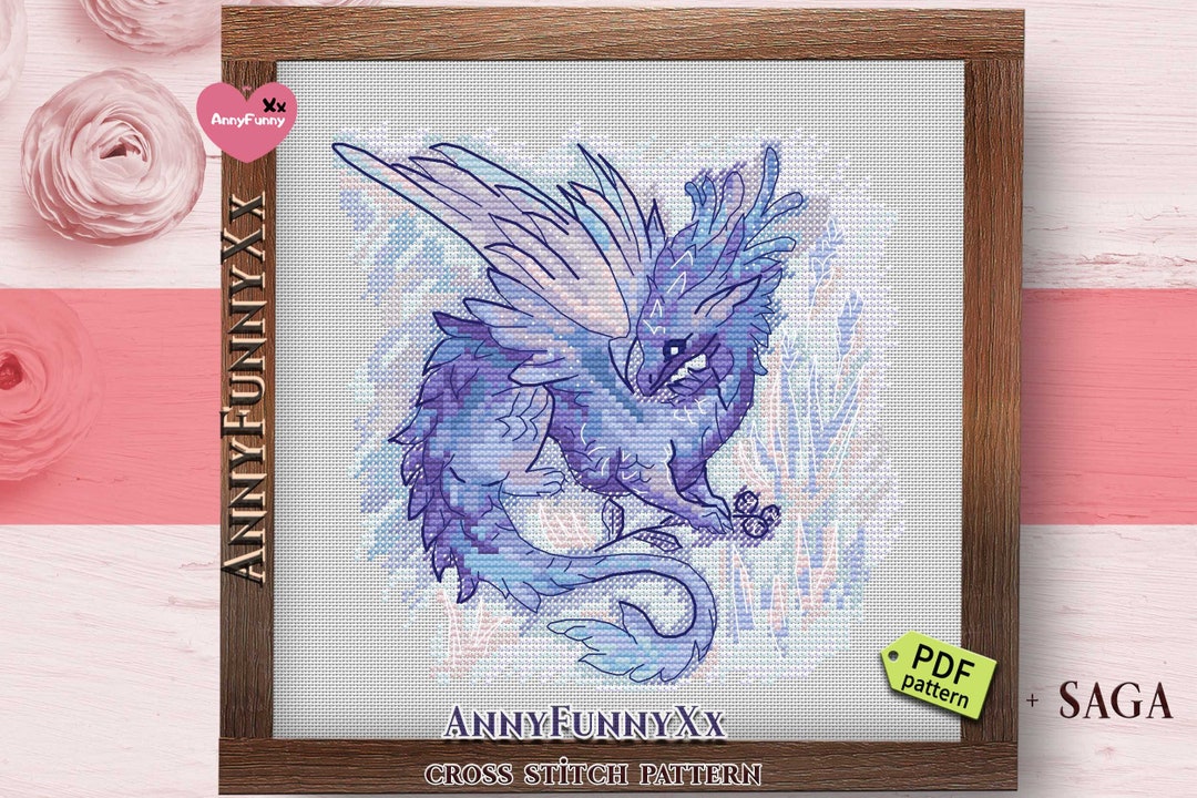 Blueberry Dragon Cross Stitch Pattern Fantasy Cute Creatures Cute ...