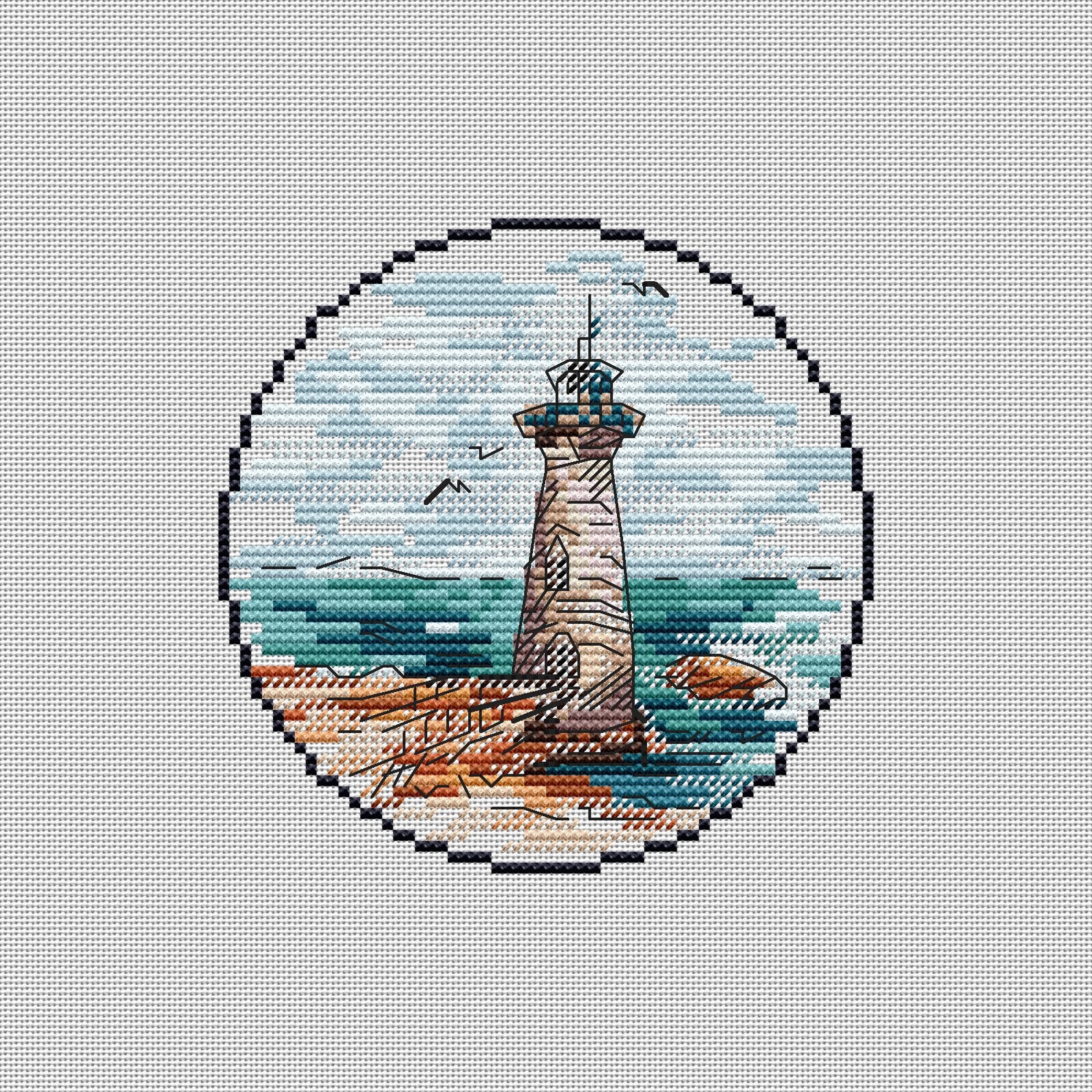 Lighthouses Cross Stitch Pattern PDF Set of 13 Birthday Gift Beginner ...