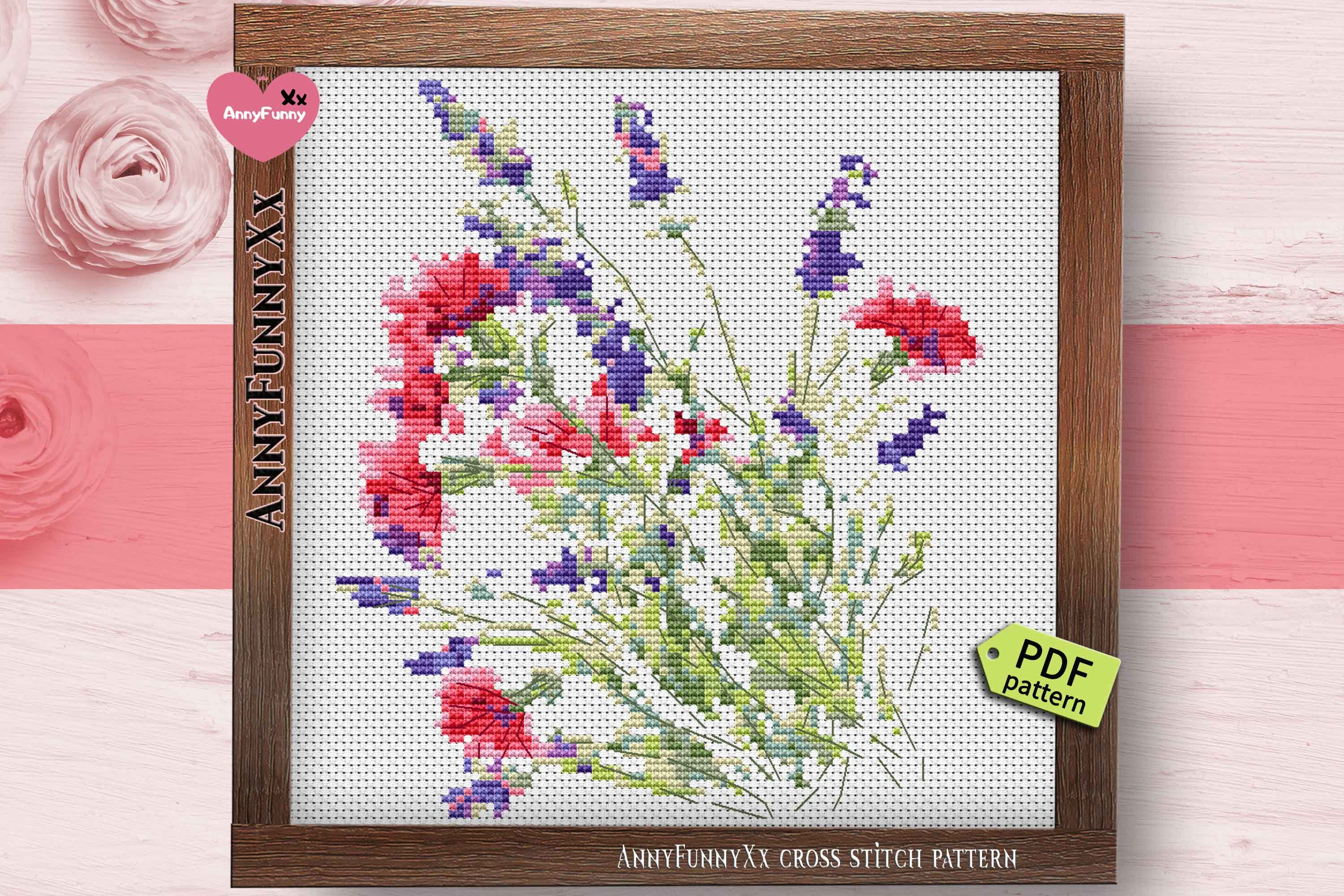 Wildflowers Cross Stitch Pattern PDF Flowers Counted Needlepoint ...