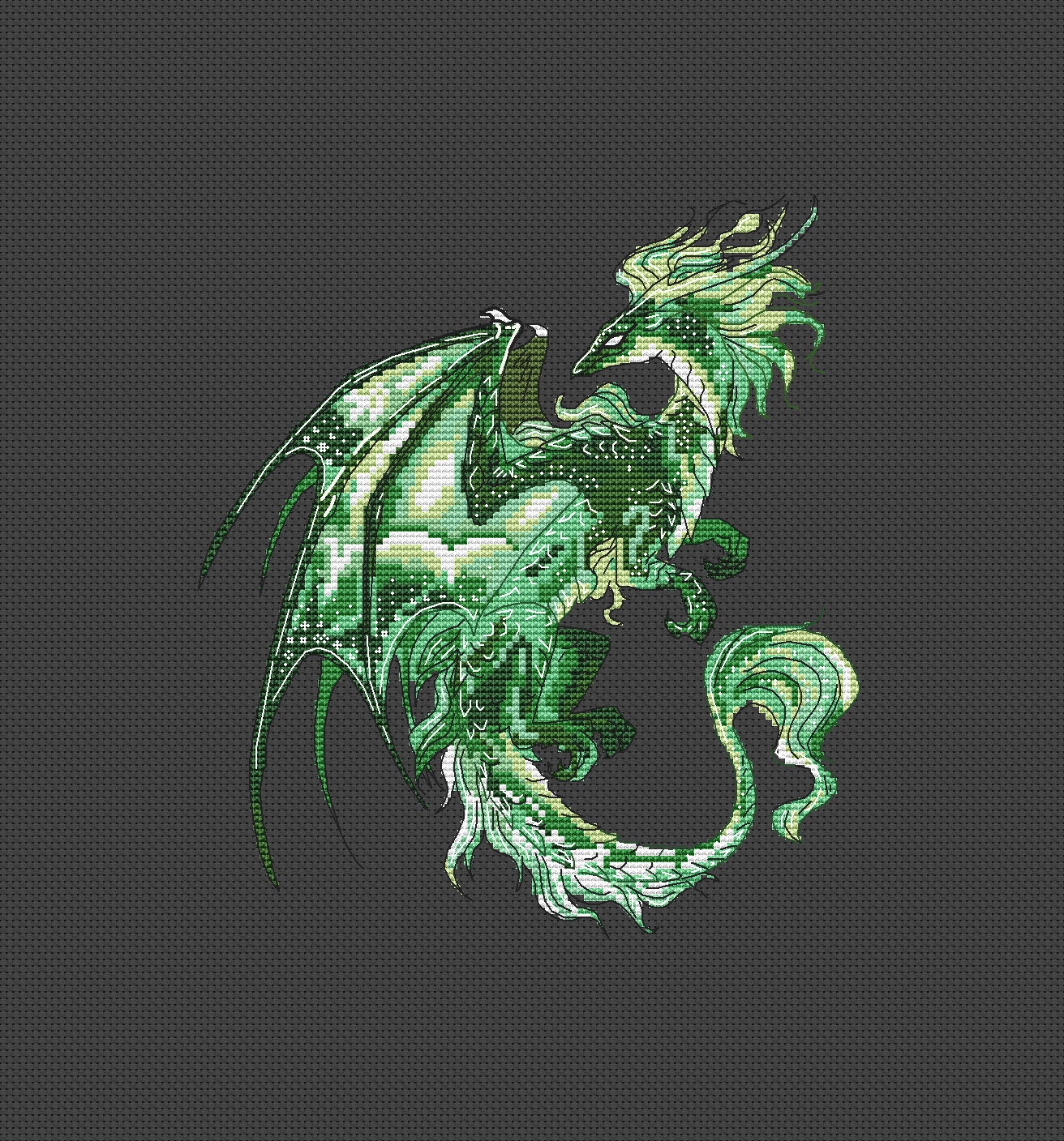 Emerald Green Dragon Cross Stitch Pattern Fantasy Magic - Etsy