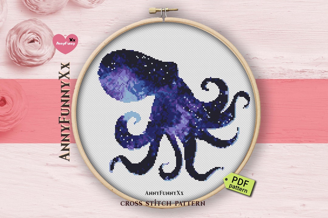 Octopus Cross Stitch Pattern PDF, Nautical Cross Stitch, Space ...