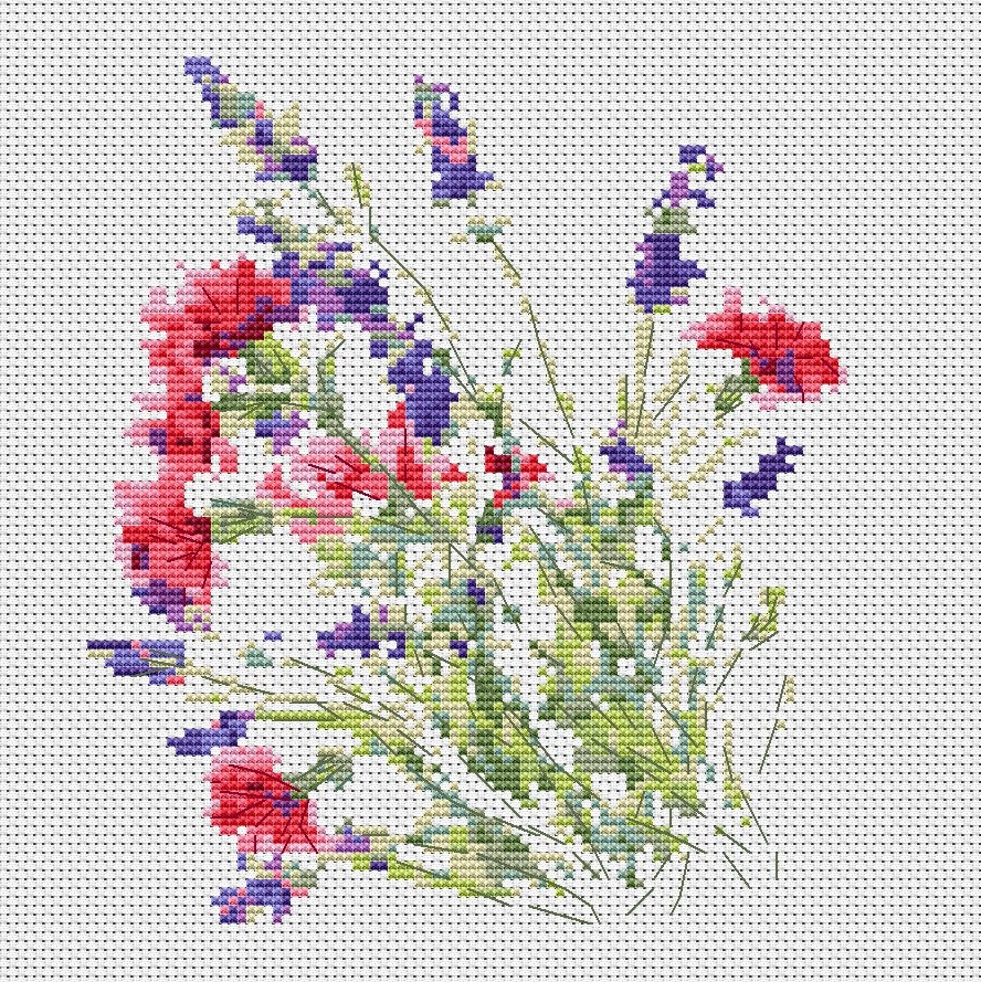 Wildflowers Cross Stitch Pattern PDF Flowers Counted Needlepoint ...