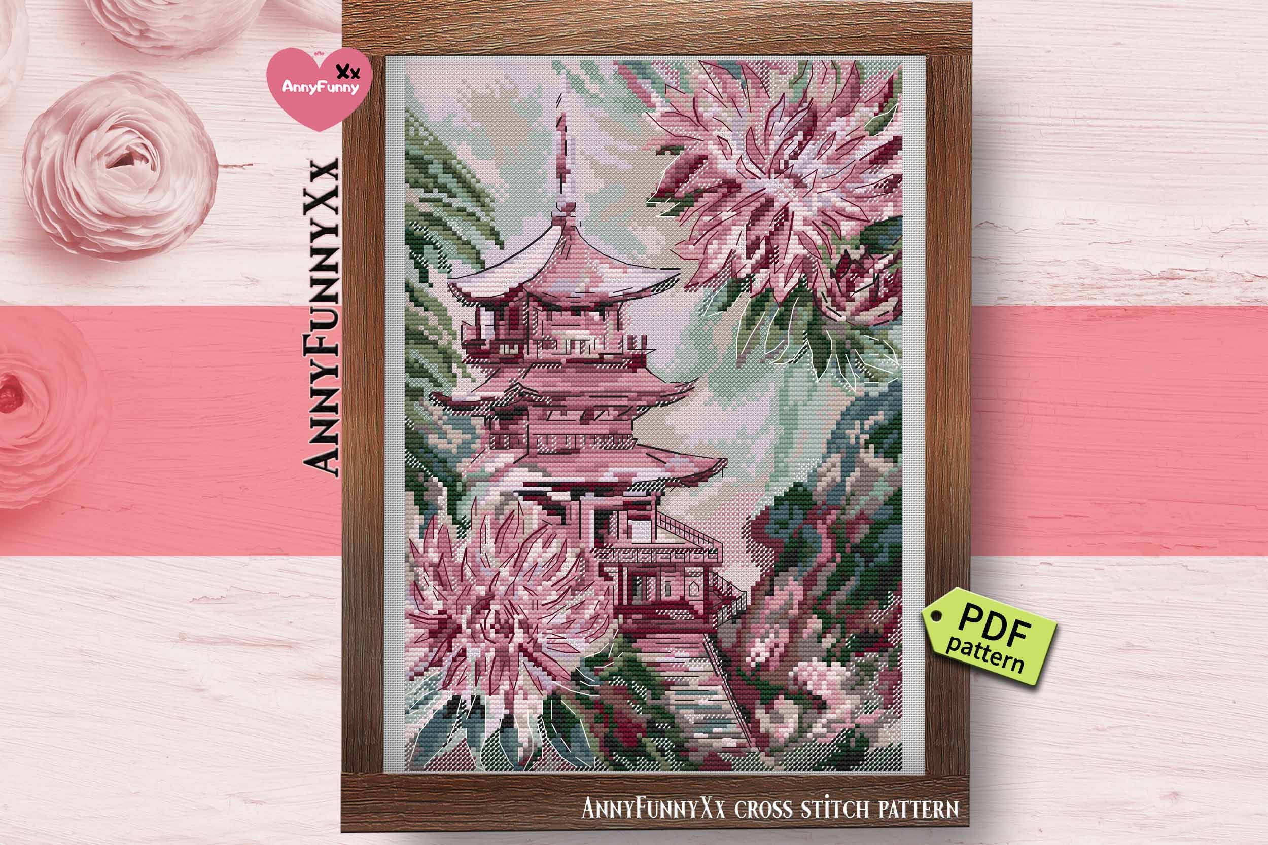Watercolor Chinese Cross Stitch Pattern China Landscape - Etsy