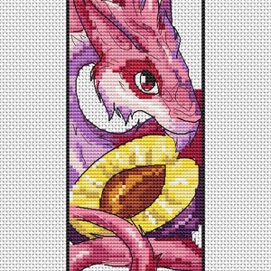 Dragon Bookmark Cross Stitch Pattern PDF Epic Dragons Pink - Etsy