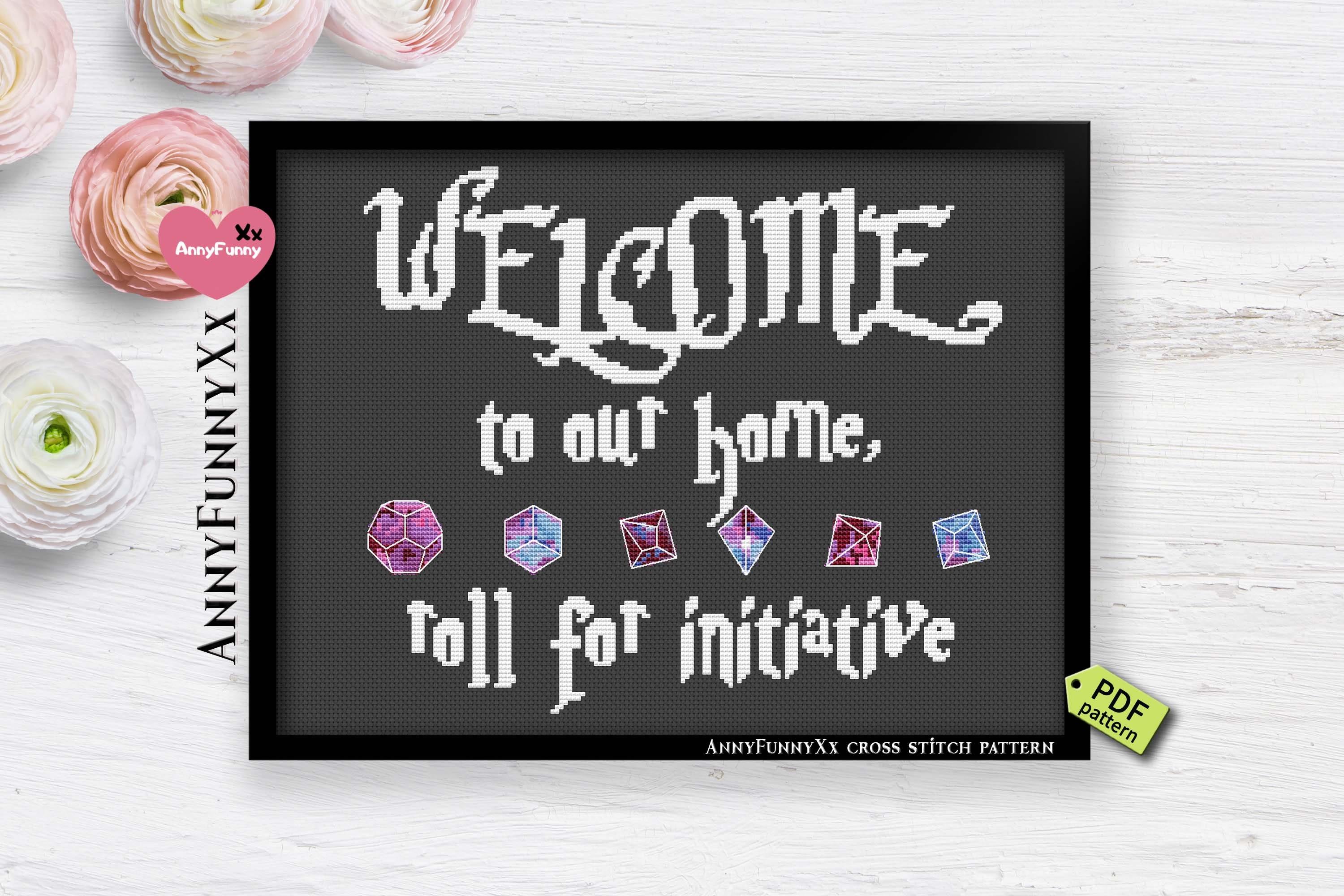 Roll for Initiative Cross Stitch Pattern PDF, Welcome to Our Home ...