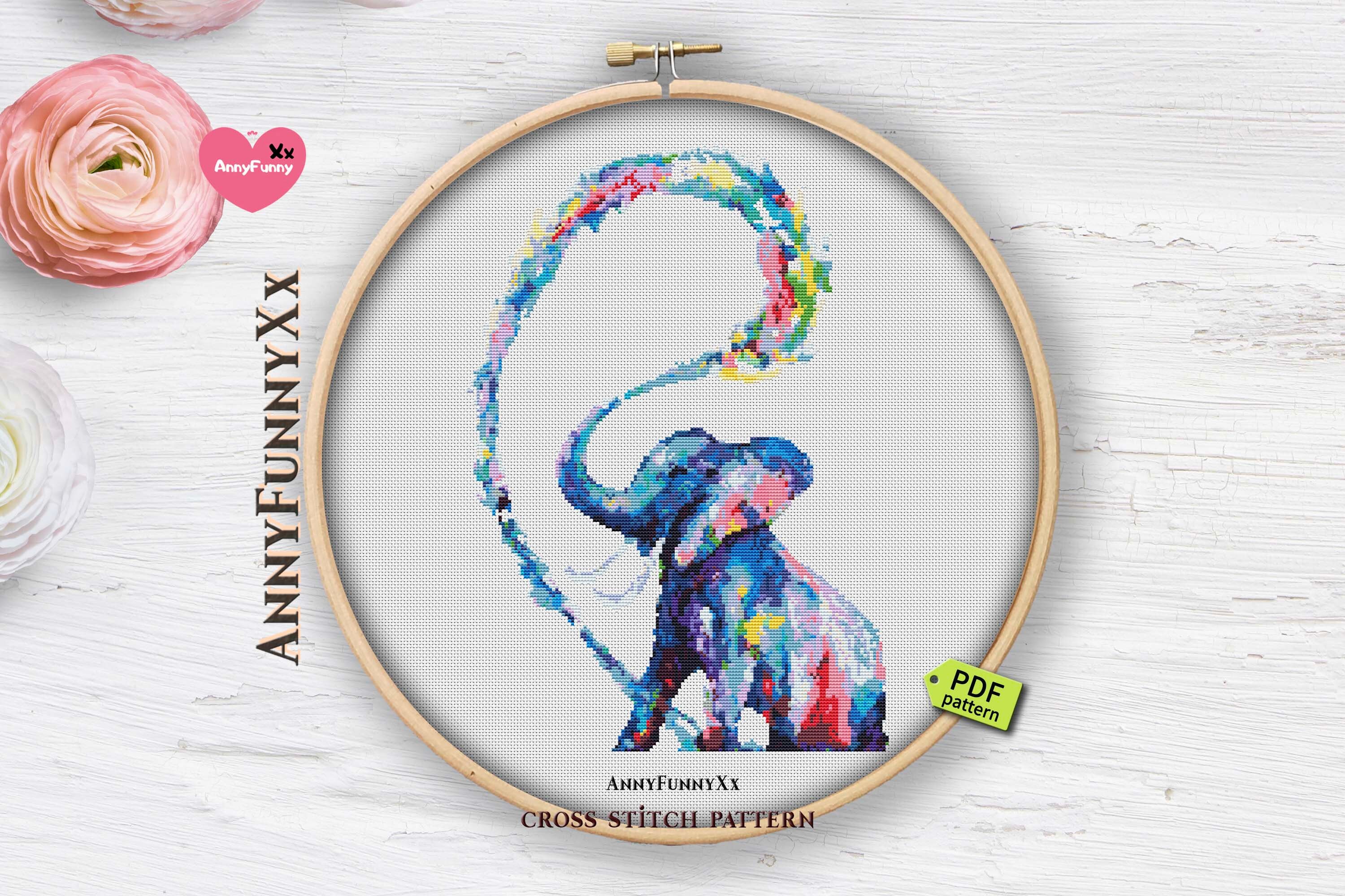 Elephants Cross Stitch Pattern PDF Elephant Art Counted Cross-stitch ...
