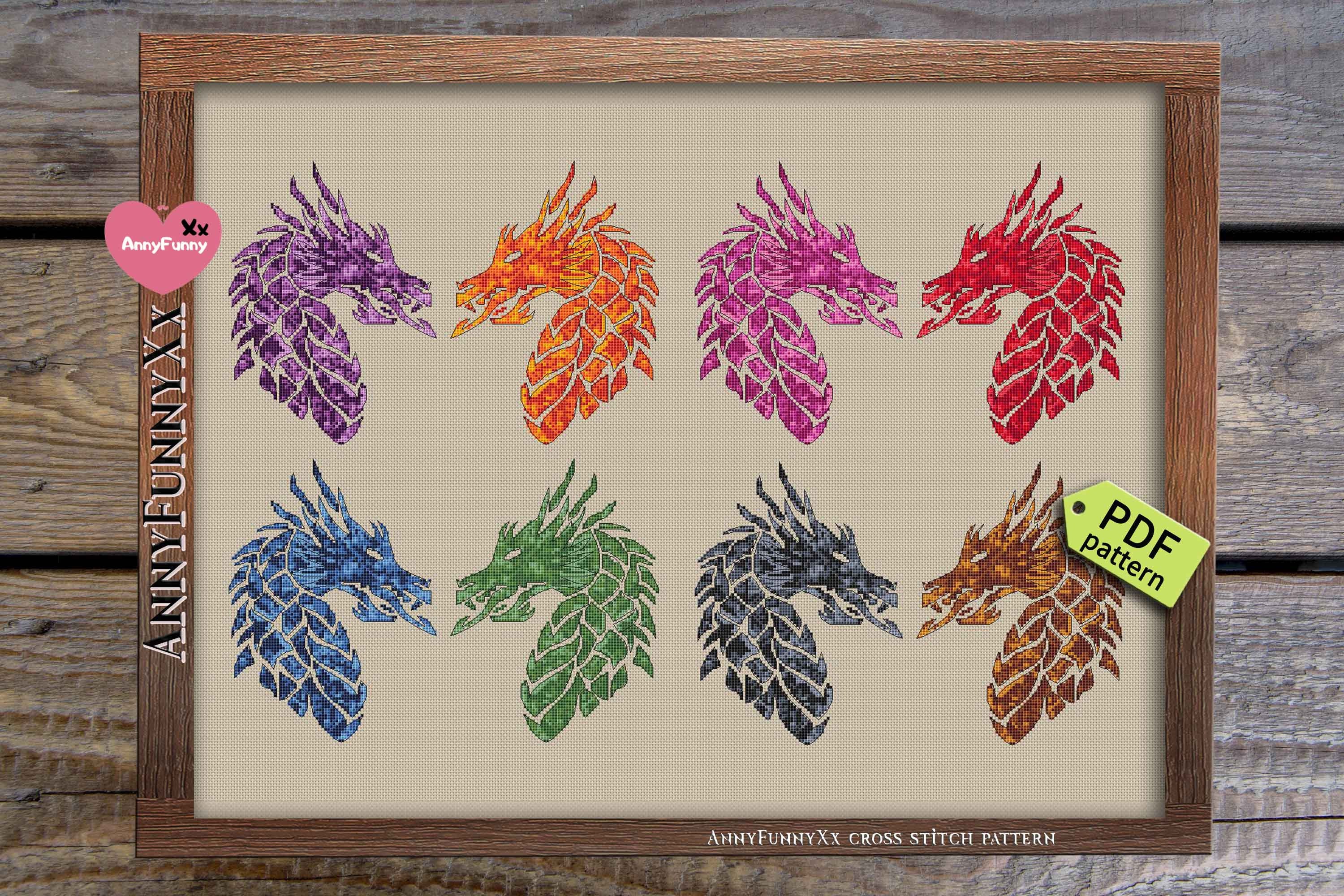 Fantasy Dragons Cross Stitch Pattern PDF Fantasy Magic Dragon ...