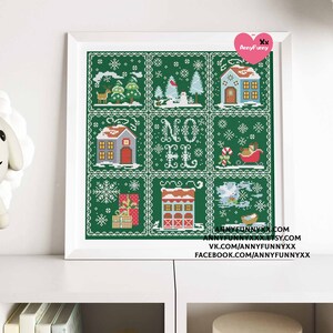 Christmas Sampler Cross Stitch Pattern PDF Winter Primitive Snowman ...