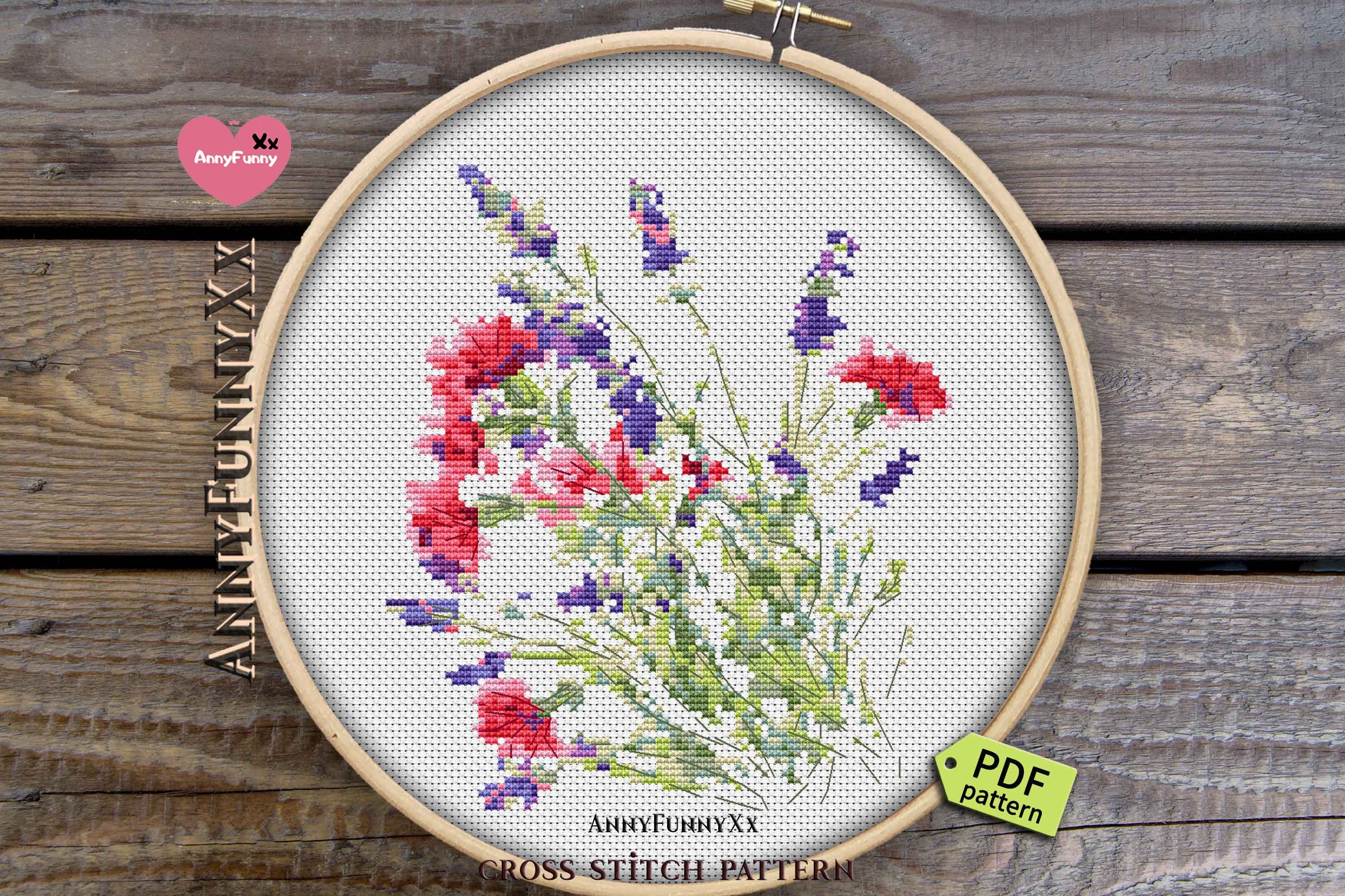 Wildflowers Cross Stitch Pattern PDF Flowers Counted Needlepoint ...