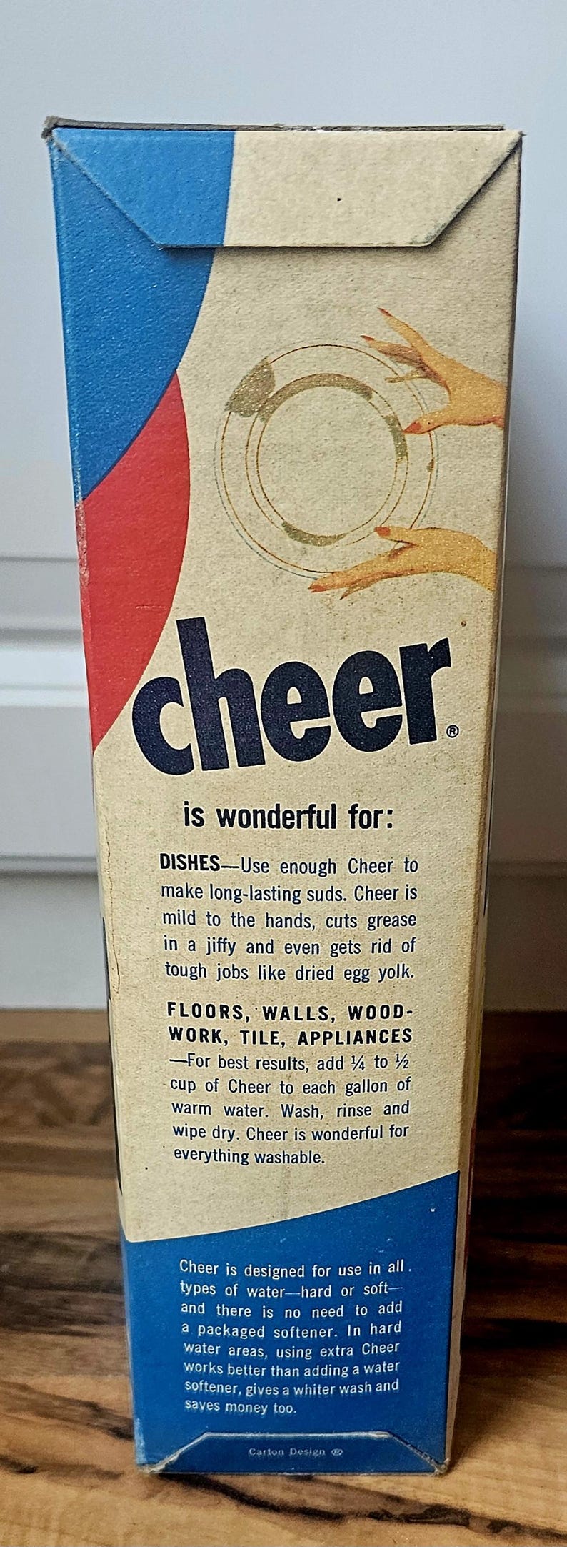Vintage 1950s Full Sealed Cheer Laundry Detergent Box Giant 3lbs 3 ...