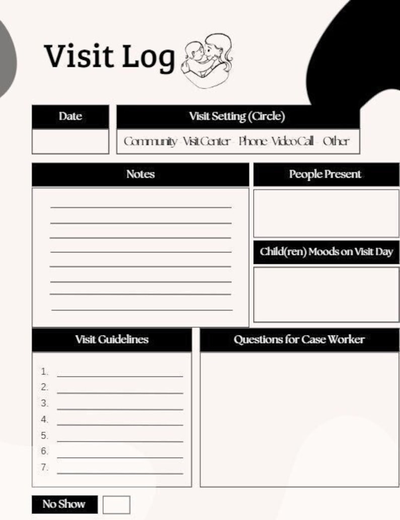 Foster Care Visit Log (fillable PDF) - Etsy