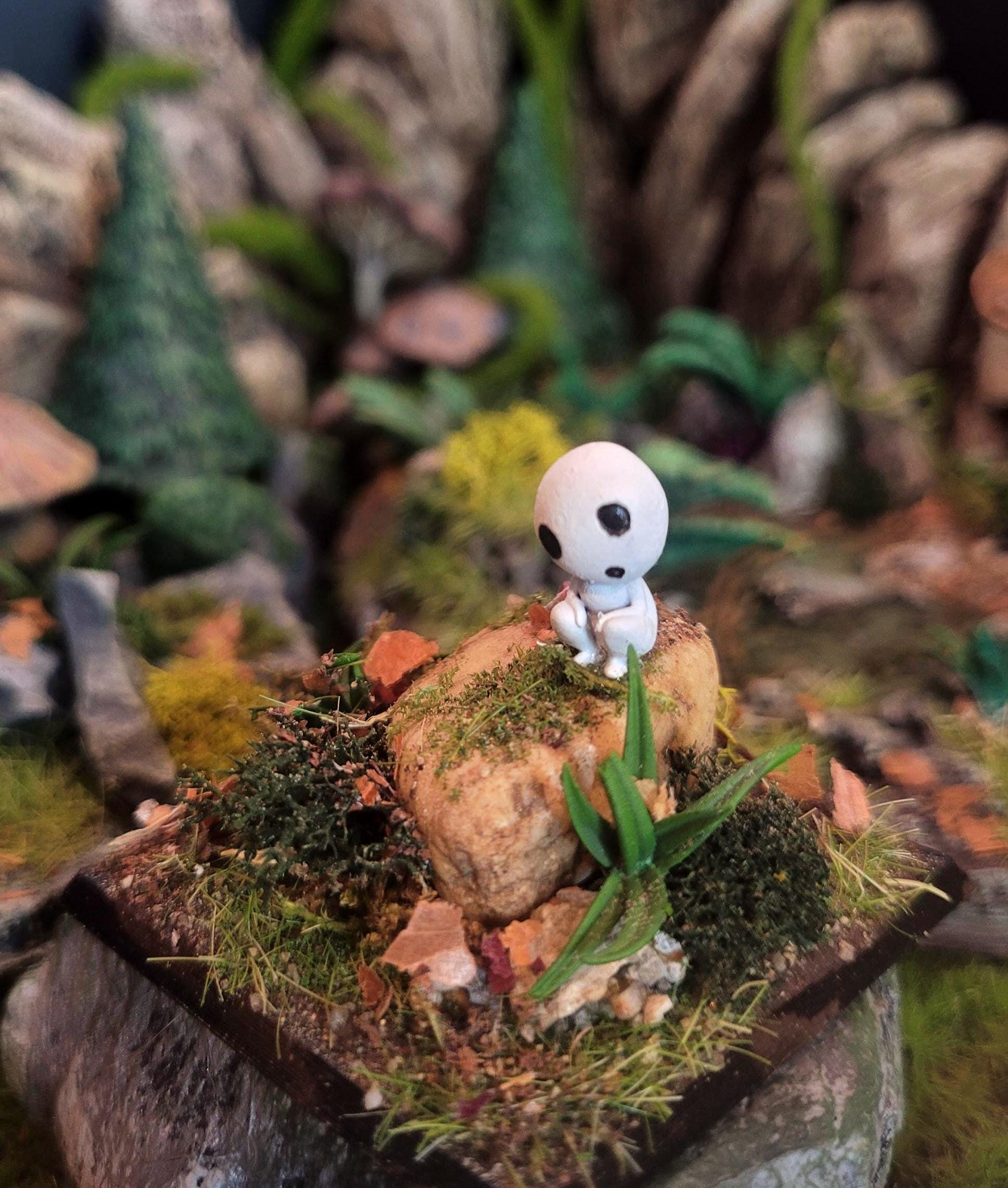 Kodama Tree Spirit Diorama Garden Decor Ghibli Fan Art Natural Terrain ...