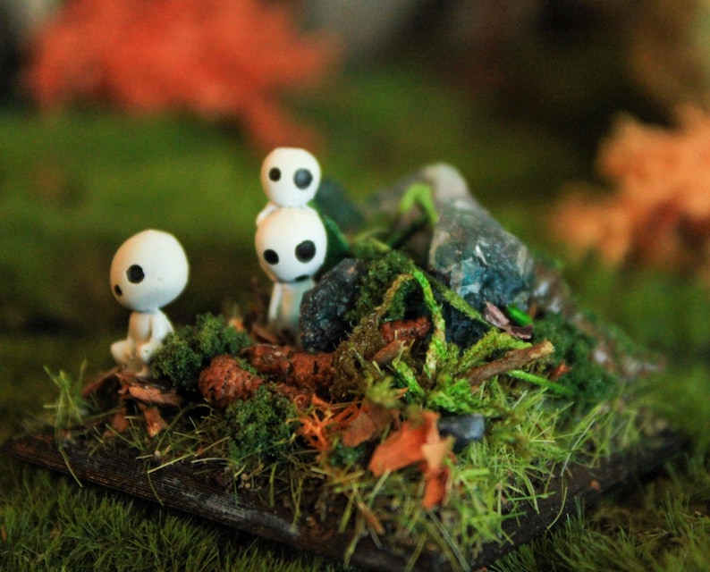 Kodama Tree Spirit Diorama Garden Decor Ghibli Fan Art Natural Terrain ...