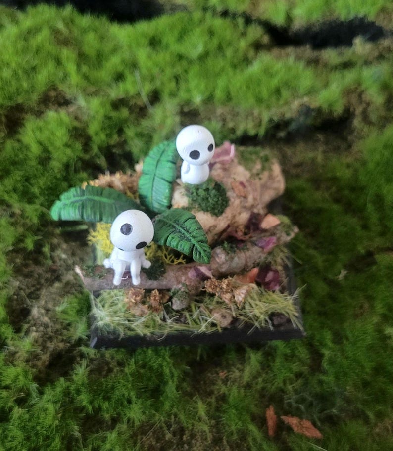 Kodama Tree Spirit Diorama Garden Decor Ghibli Fan Art Natural Terrain ...
