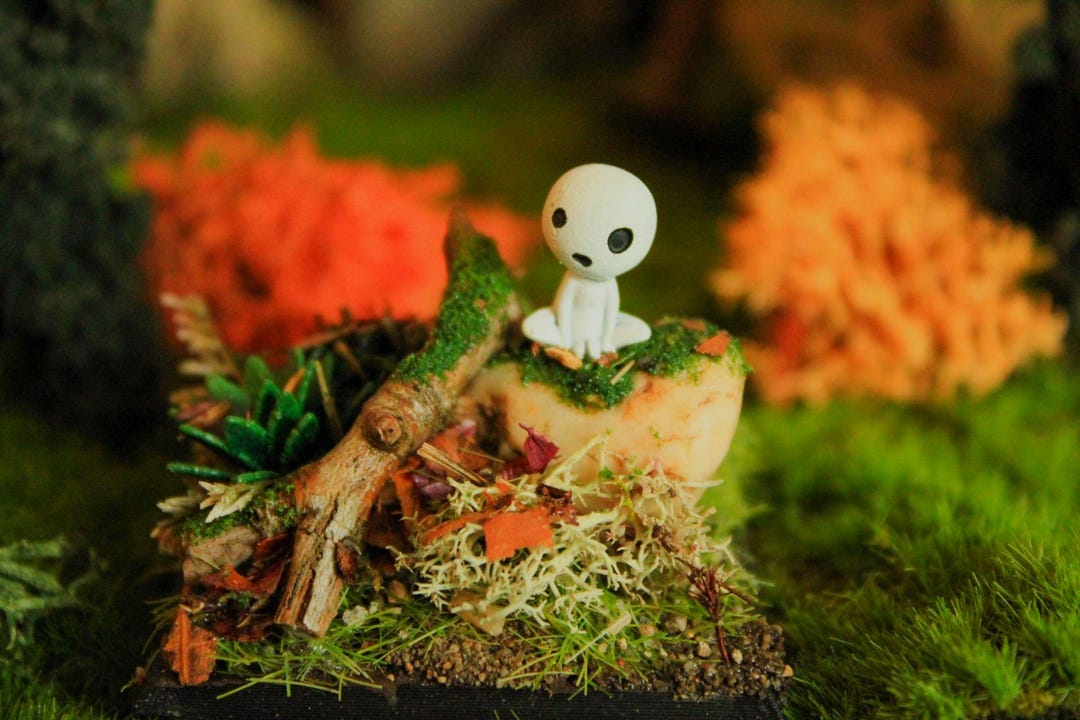 Kodama Tree Spirit Diorama | Garden Decor | Ghibli Fan Art | Natural ...