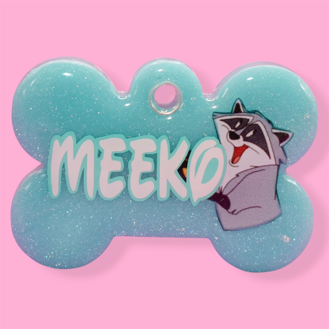 Meeko | Resin Dog Tag | Handmade ID Collar Charm | Personalised Pet ...