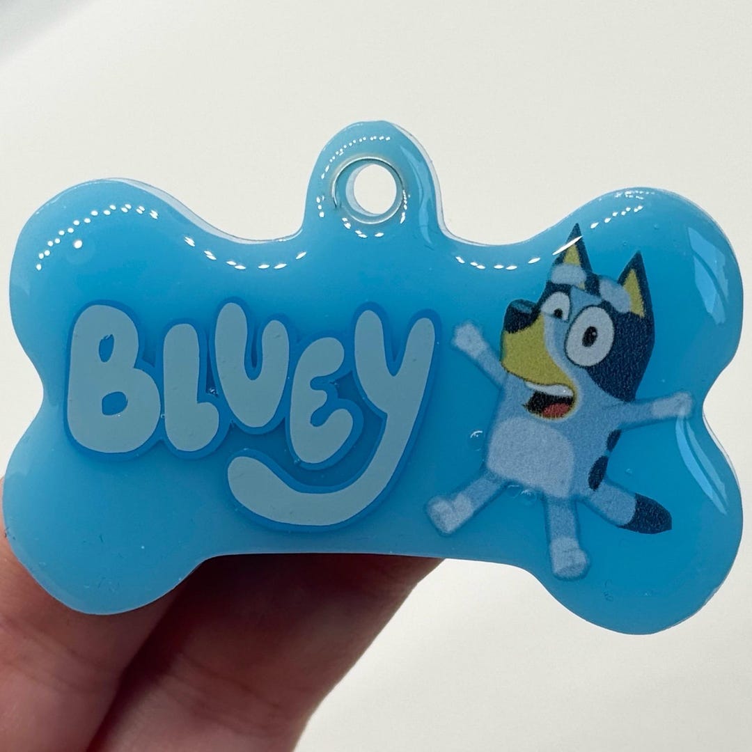 Bluey | Resin Dog Tag | Handmade ID Collar Charm | Personalised Pet ...