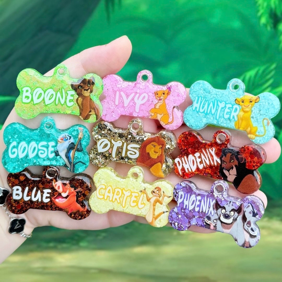 Lion King | Resin Dog Tag | Handmade ID Collar Charm | Personalised Pet ...
