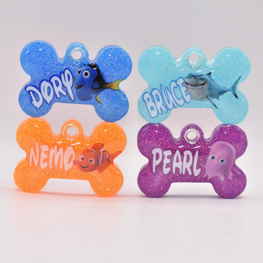 Nemo Dory Bruce Pearl | Resin Dog Tag | Handmade ID Collar Charm ...