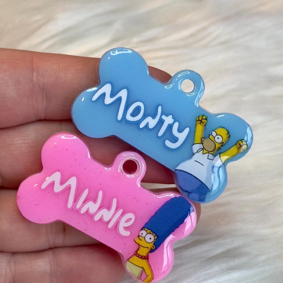 The Simpsons Resin Dog Tag Handmade ID Collar Charm Personalised Pet ...